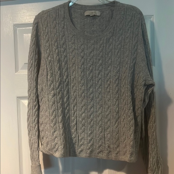 LOFT | Sweaters | Loft Gray Crew Neck Cable Knit Sweater | Poshmark